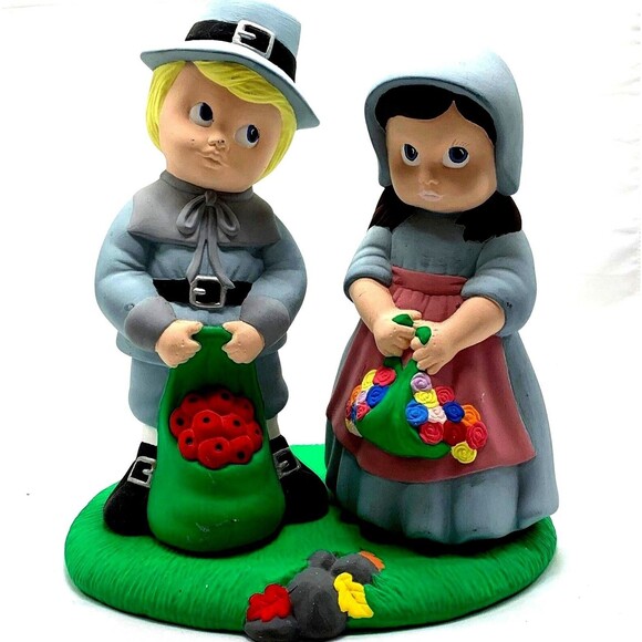 Accents | Vintage Ceramic Mold Pilgrim Thanksgiving Boy And Girl ...